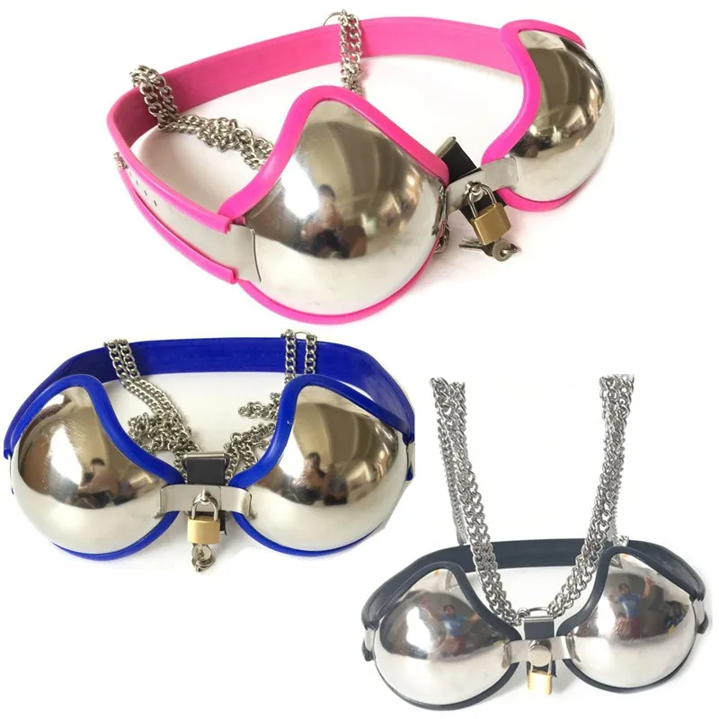 New Stainless Steel Female Chastity Belts Chastity Lock Metal Brassiere ...