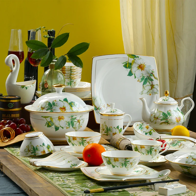 77pcs/set Luxurious Famous Brand Design Bone China Porcelain Dinnerware ...