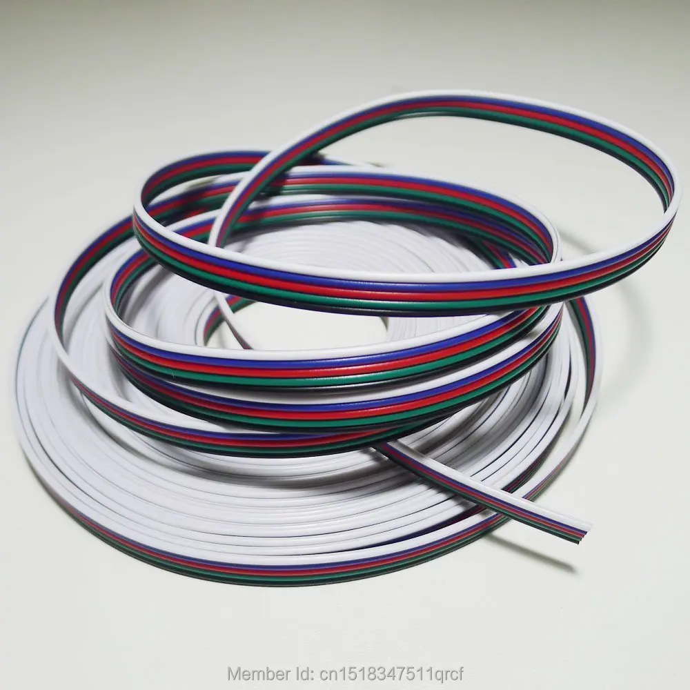 10m/lot, Tinned copper cable, 22AWG 5 pin RGB cable, PVC insulated wire ...