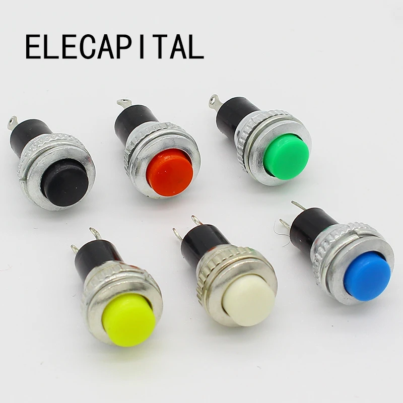 6pcs Black/green/yellow/blue/white/red Off-momentary On 0.5a 250vac ...