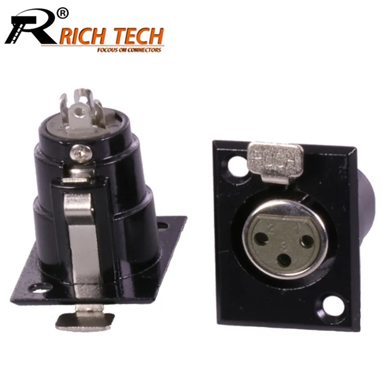 10pcs/lot 3 Pin XLR Panel Mount Push type 3 Poles Female XLR Jack ...