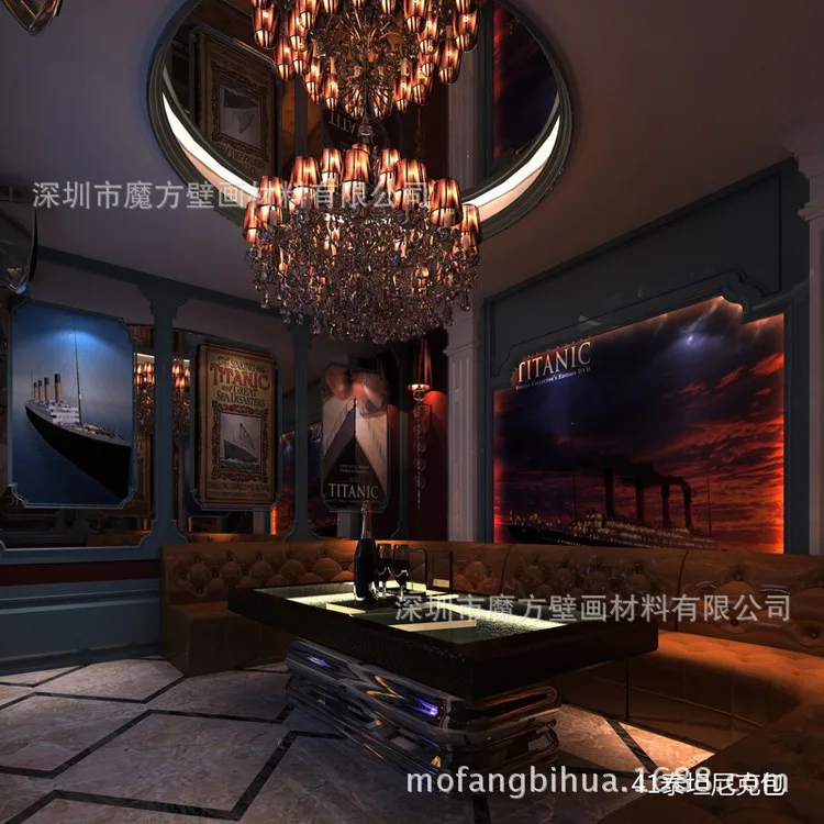 Discount KTV rooms large mural wall painting theme 3d Night bar wall ...