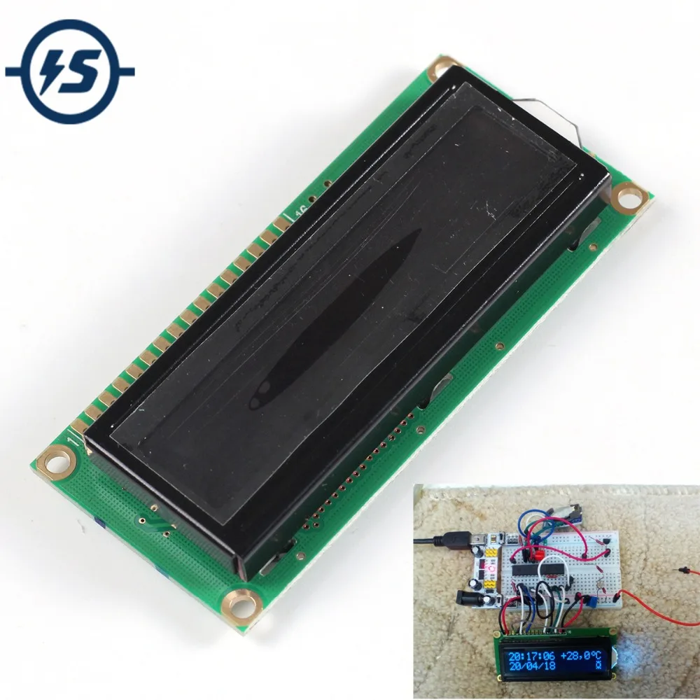 LCD Display Module LCD1602A 16×2 White Screen Character Dot Matrix 1602 Blacklight Black ...