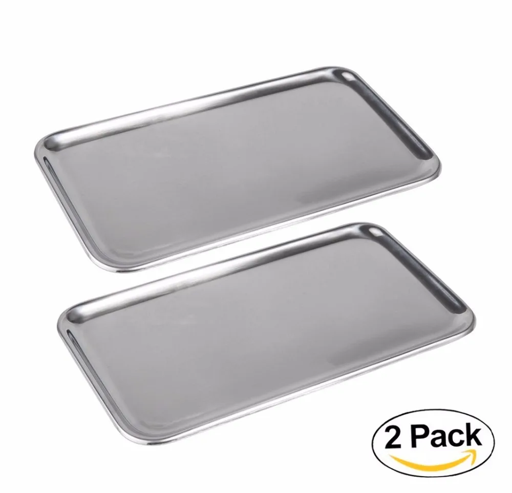 2 Piece Small Rectangle Tray for Bathroom Serving Vanity Organizer ...