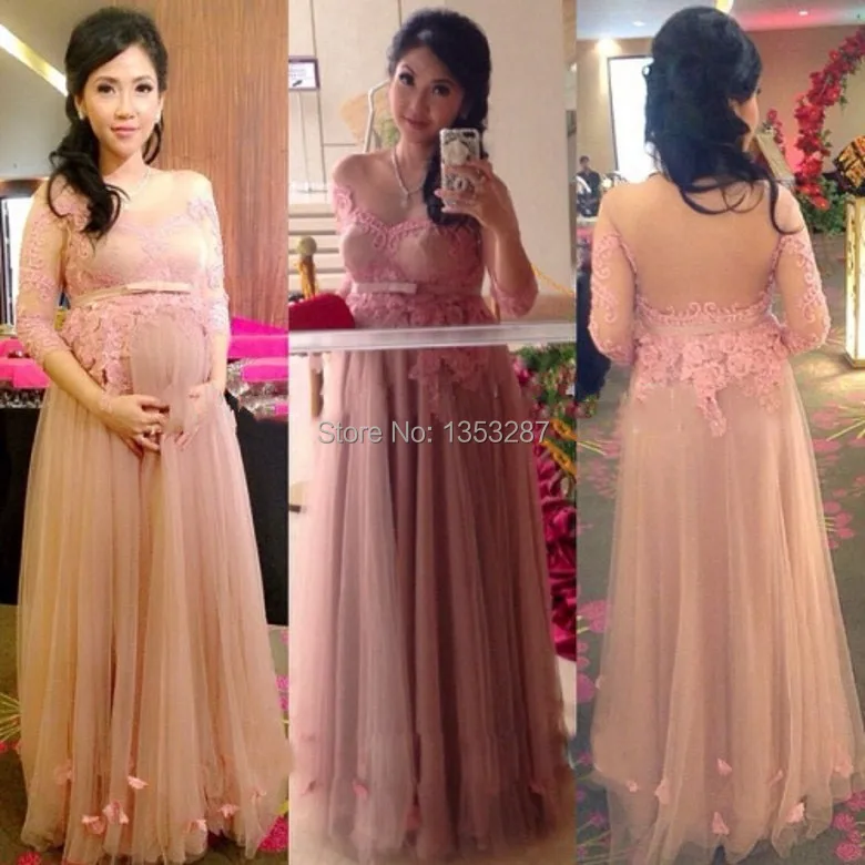 New Charming Pregnant Prom Dress vestido de festa 2016 Long Sleeve ...