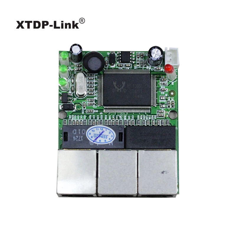 mini 3 port ethernet switch 10/100mbps rj45 network switch hub pcb ...