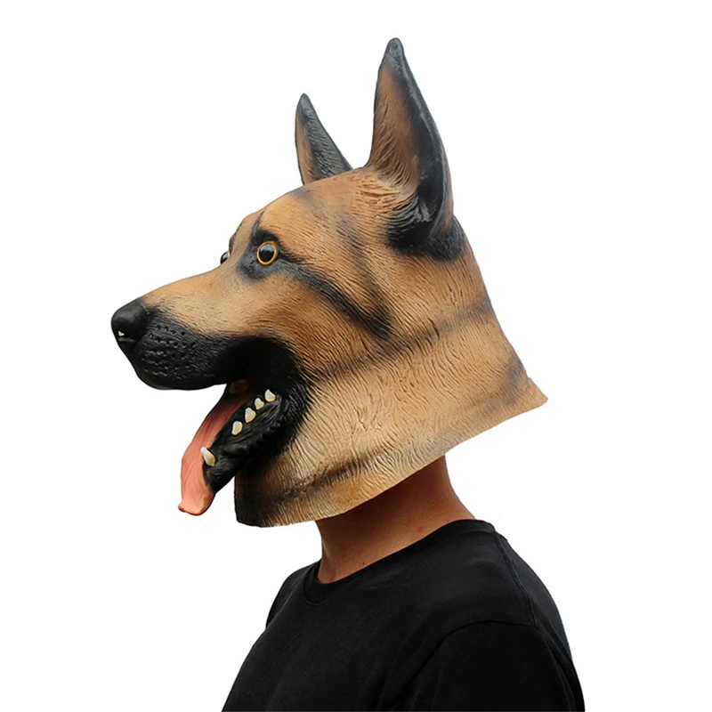 Dog Head Latex Mask Full Face Adult Mask Breathable Halloween ...