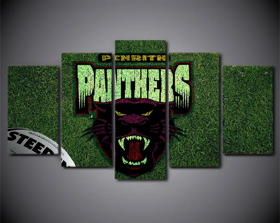 HD Printed 5 Piece Wall Art Panthers Rugby NRL Logo Canvas Prints ...