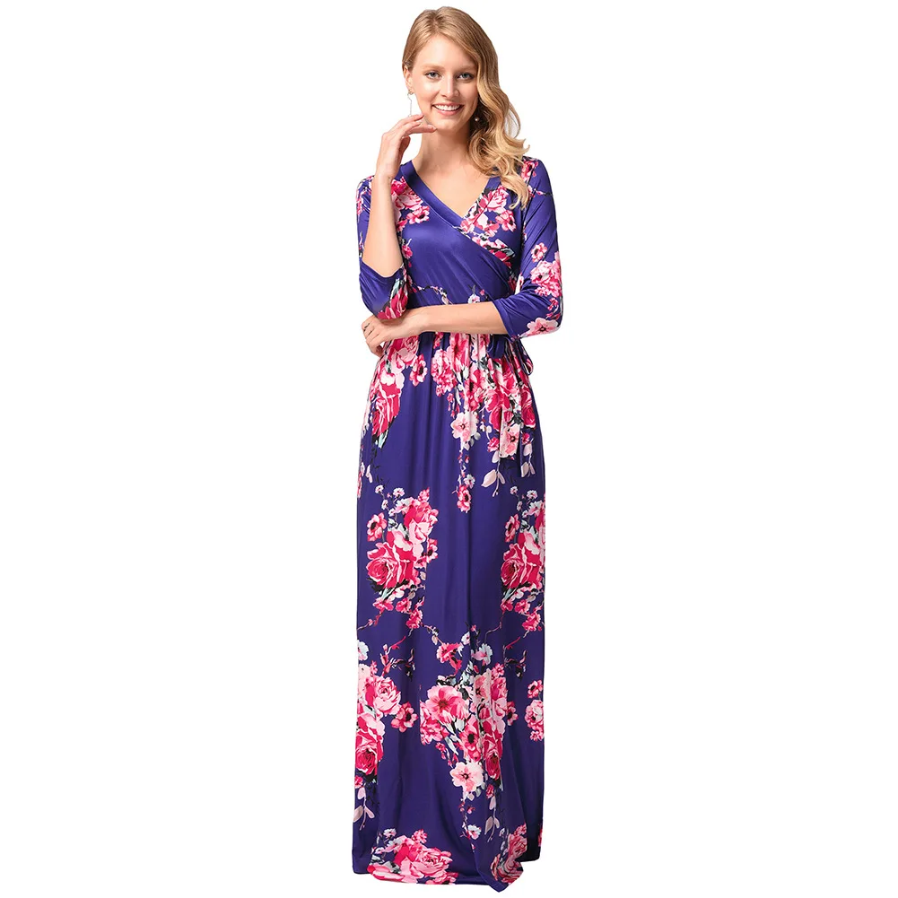 Yanqinghuan 2018 Office Lady Long Dress Evening Fit Flare Geometric ...