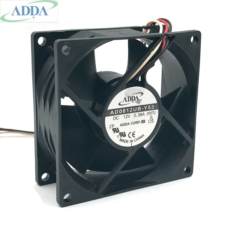 For Adda Cooling Fan 8038 Ad0812ub-y53 80mm 8cm Dc 12v 0.38a 3-wire ...
