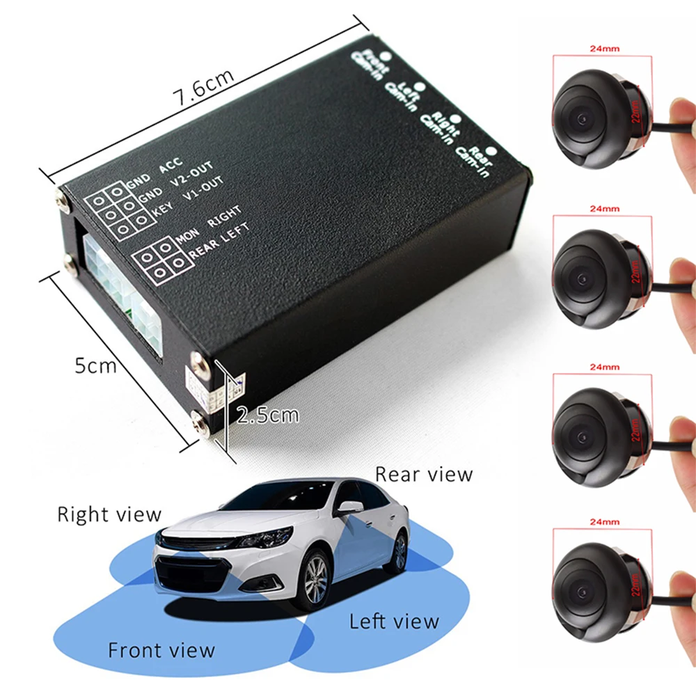 360 View Rear Left Right Front Camera 4PCS Rear View Back UP Cameras ...