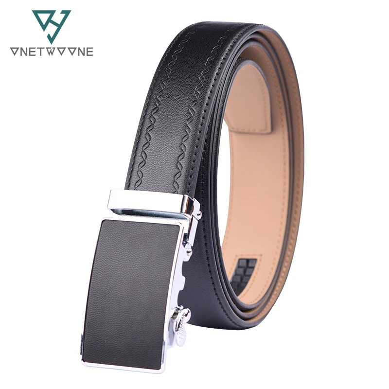 Mens High Quality Genuine Leather Belt Ratchet Automatic Buckle Men ...