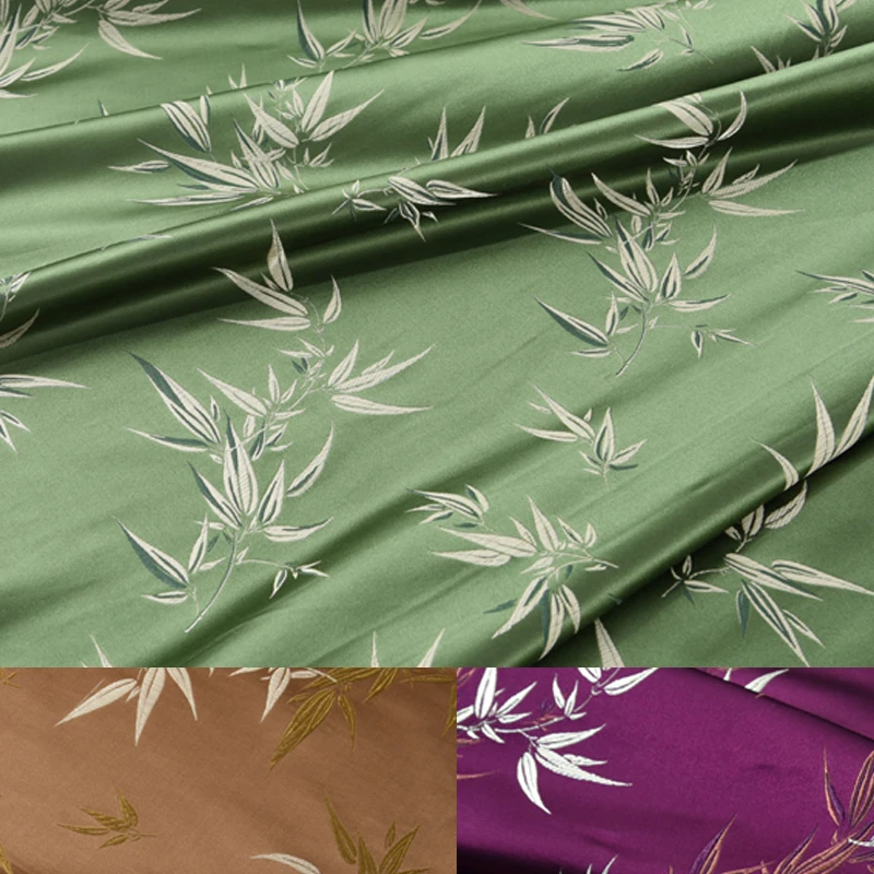 75CM Wide 40MM Bamboo Jacquard Green Purple Coffee Color Silk Rayon ...