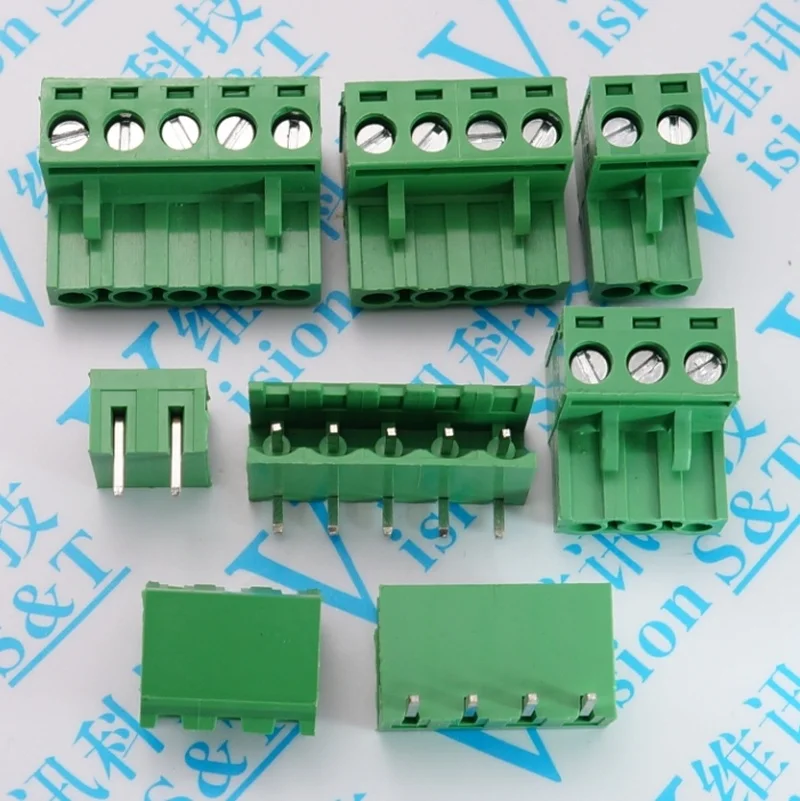 5Set 2EDG5.08 2/3/4/5/6/7/8/9/10Pin Right Angle Line Terminal Plug Type 300V 15A 5.08mm Pitch ...