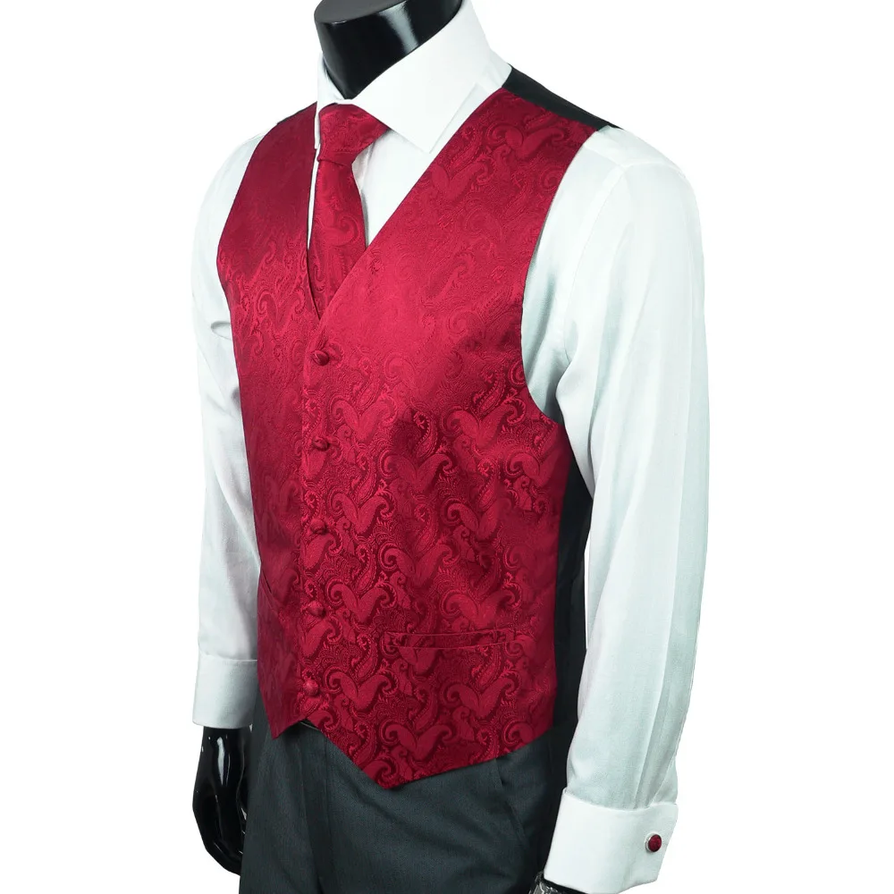 Landisun 104 True Red Paisley Casual Formal Dress Business Mens Suit ...