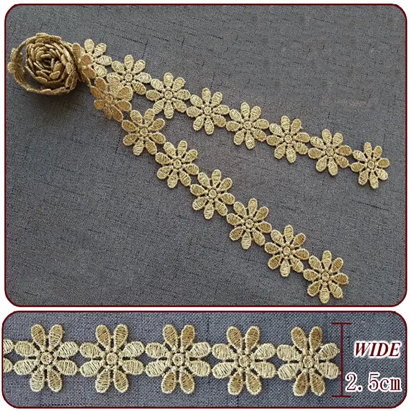 New! Lace water soluble gold COLOR lace embroidery DIY wedding dress ...
