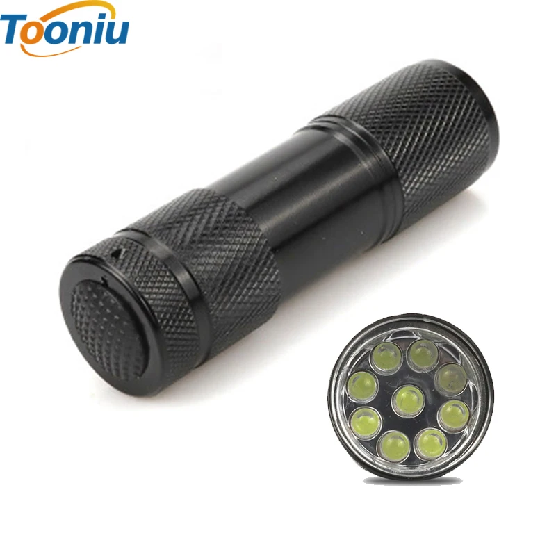 AAA Battery LED Flashlight High Power 2000LM Mini 9 led chip Colorful ...