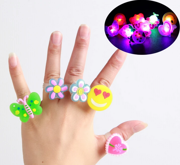 200PCS LED Glowing Finger Rings Silicone Finger Rings With Retail Box ...