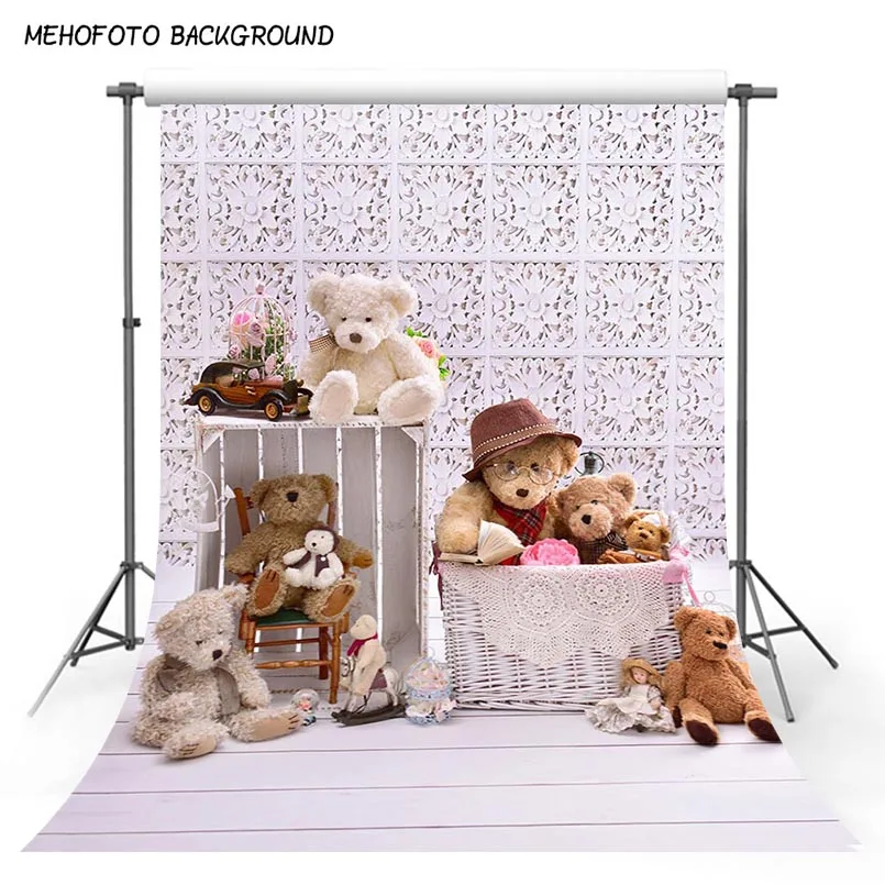 Photography Backdrops Vinyl Photo Backgrounds Cute Bears Wood Floor ...
