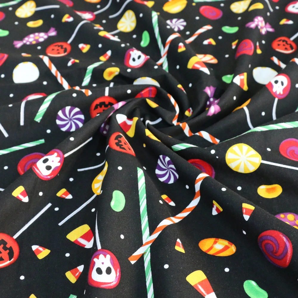 100*110cm holiday decor colored candy lollipop print cotton fabric ...