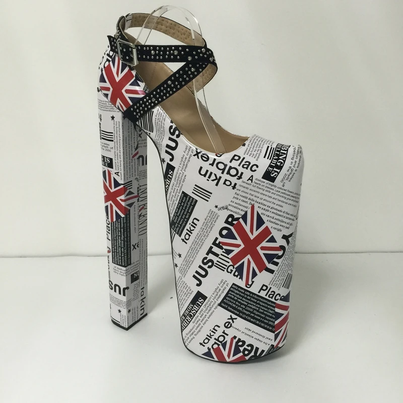 Flag Custom Pumps Women Ankle Strap 35Cm High Heels 25Cm Platform Size ...