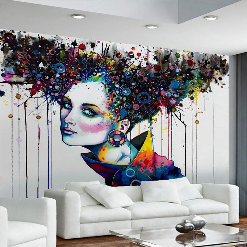 Modern Abstract Exaggeration Color Character Mural Photo Wallpaper ...