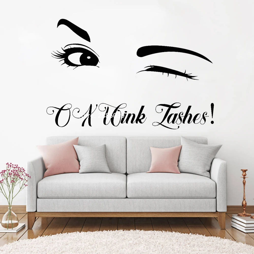 Brows Beauty Salon Wall Decal Show Window Sticker Woman Face Eyelashes