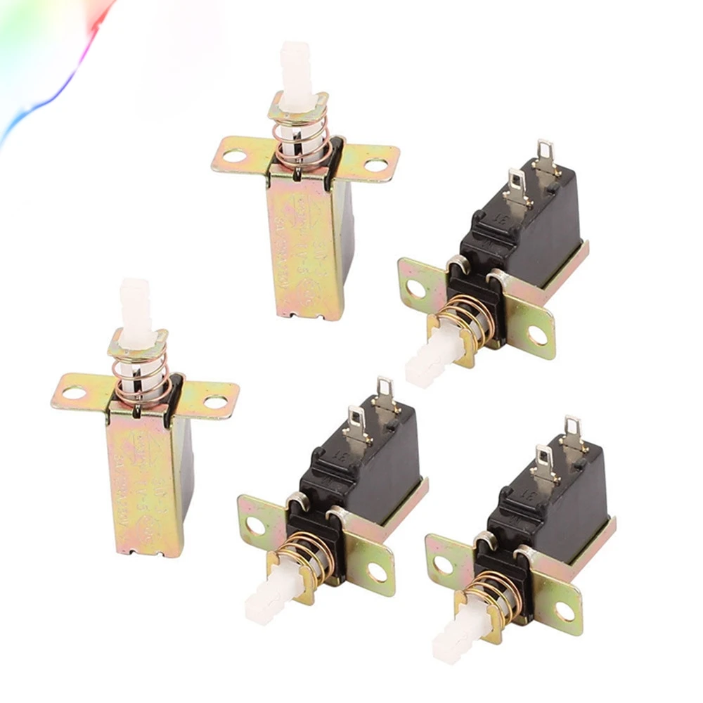 5 Pcs Ac250v 8a/128a Spst 2p Spring Loaded Self Locking Micro Push ...