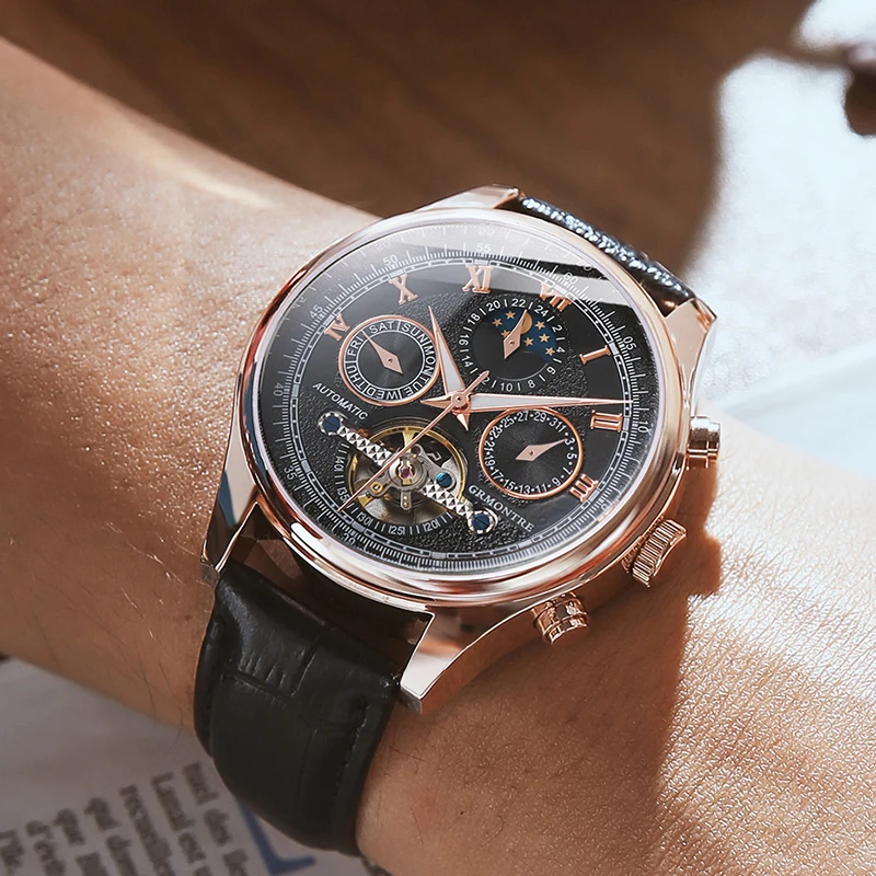 Mens Watches Top Luxury Brand Automatic Mechanical Watch Men Leather ...