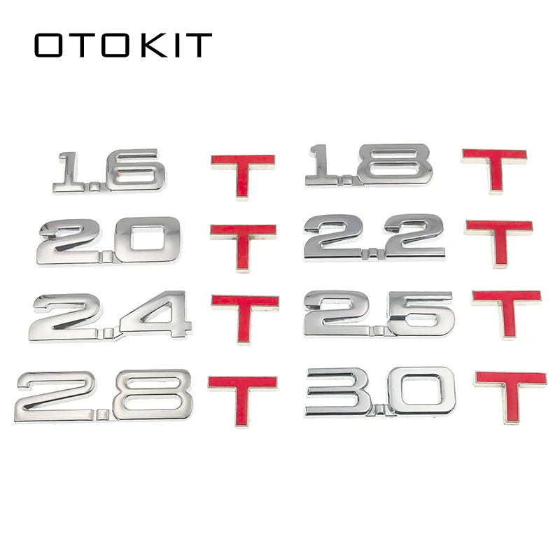 New Car 3d Metal 1.6t 1.8t 2.0t 2.8t Logo Sticker Emblem Badge Decals For Mazda Kia Renault ...