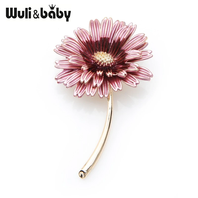 Wuli&baby Enamel Pink Daisy Trendy Brooch Flower Pin For Women and Mom ...