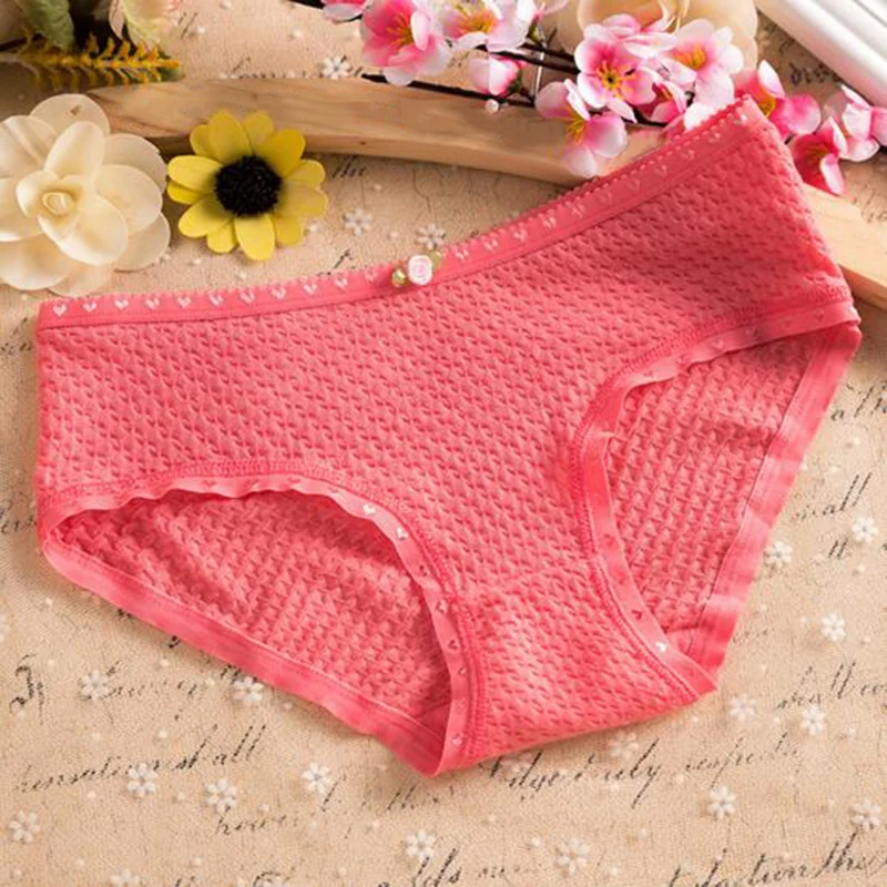 Lovely Bubble Cotton Briefs Panties Comfy Breathable Underwear Women