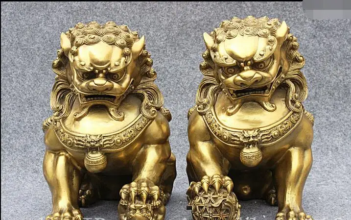 Estatua artística de Feng Shui Foo Fu, perro guardián, León, de latón ...