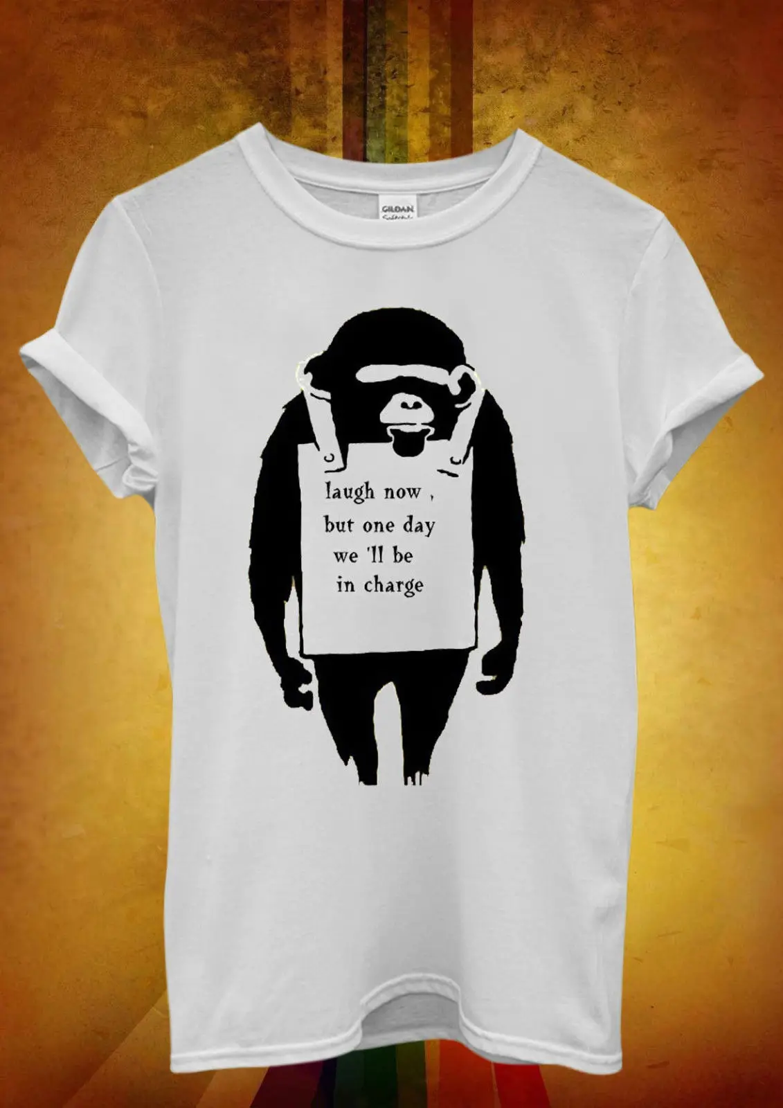 Banksy Monkey Lough Now Hipster Men Women Unisex T Shirt Vest 454|t ...