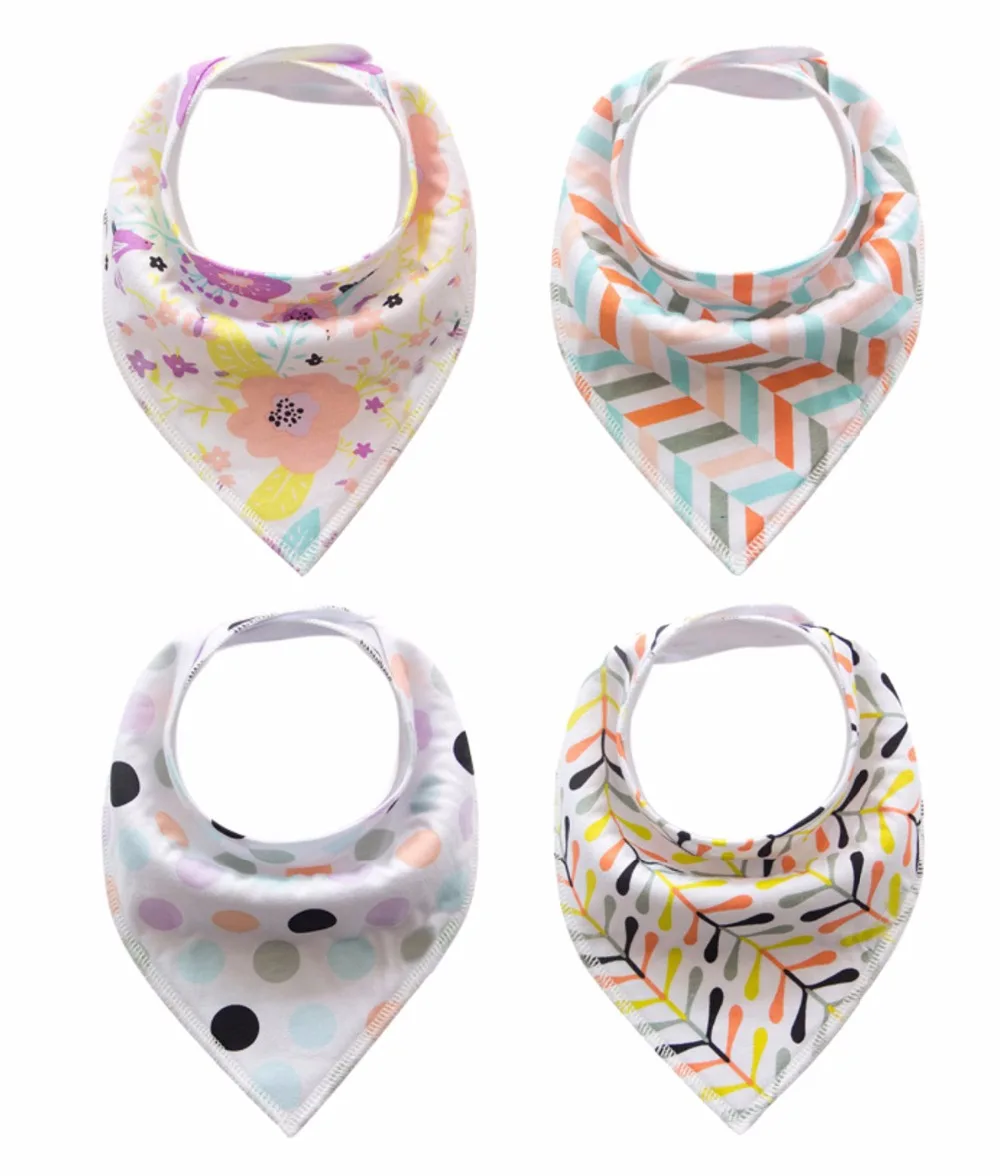 4Pcs/Lot Baby Cotton Bibs Newborn Toddler Triangle Scarf Infant Bibs ...