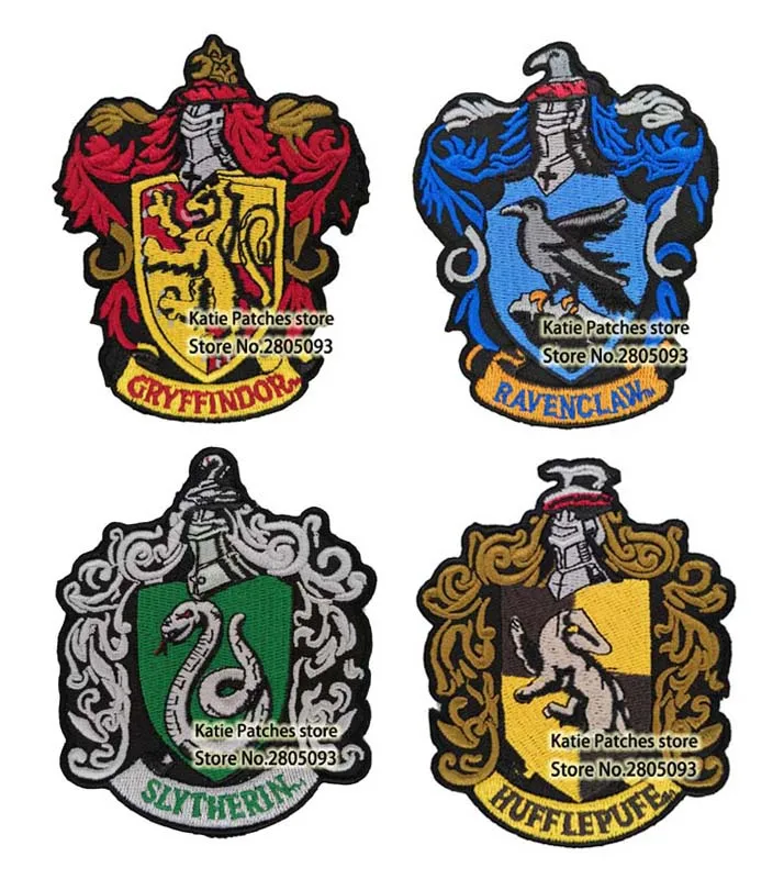Harry Potter Hogwarts House Badge Embroidered Iron On Patches,Slytherin ...