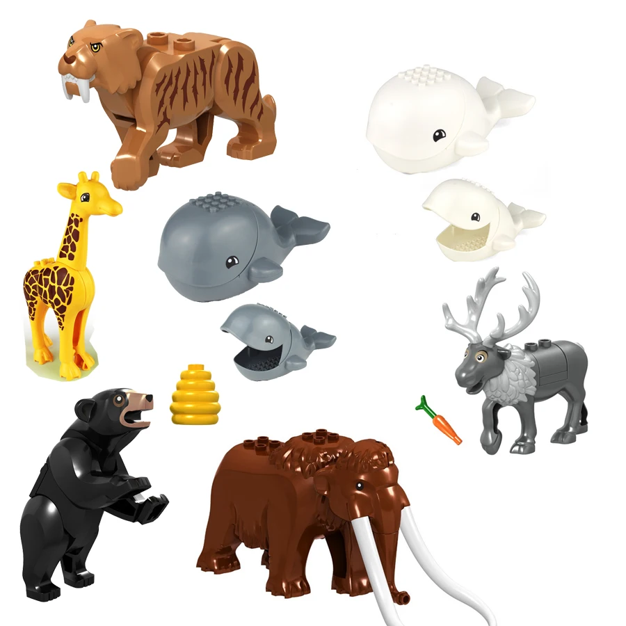 2021 Animal Cow Cattle Shark Elk Mammoth Panther Tiger Building Blocks ...