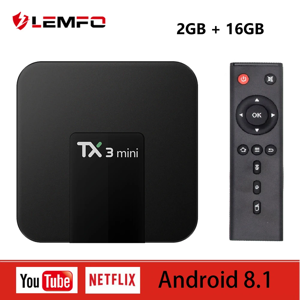Lemfo Tx3 Mini Smart Android Tv Box Amlogic S905w Quad Core 4k 2k Hd 3d 2.4g Wifi 2gb + 16gb Set ...