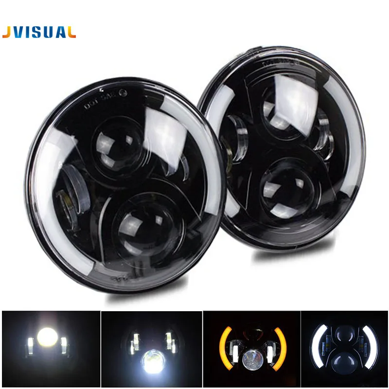 For-suzuki-samurai-UAZ-Hunter-7-LED-Projector-Headlight-with-halo-DRL ...