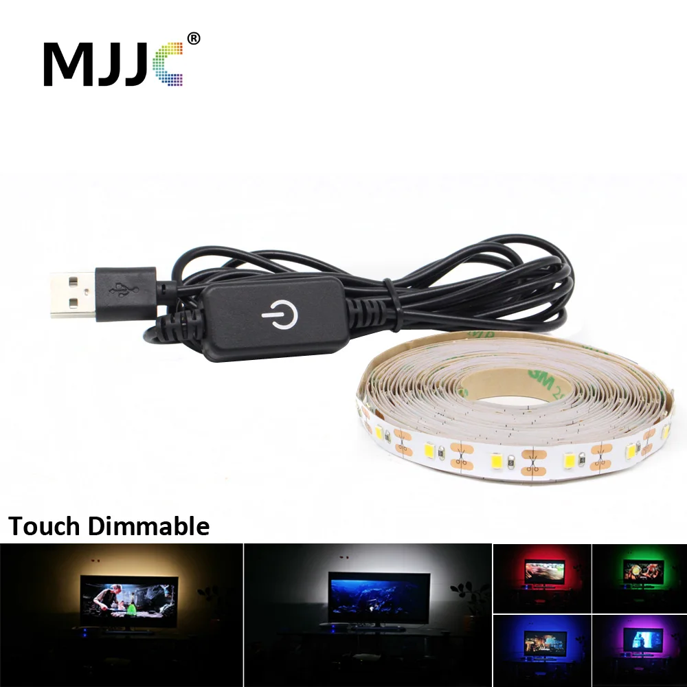 USB LED 스트립 빛 5V 디 밍이 가능한 터치 SMD 2835 방수 티라 LED USB 스트라이프 테이프 리본 TV ...