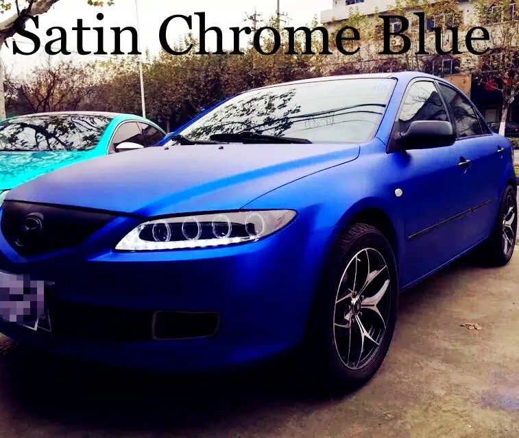Metallic Matte blue Vinyl wrap met air channle Metalen Blauw matt wrap ...