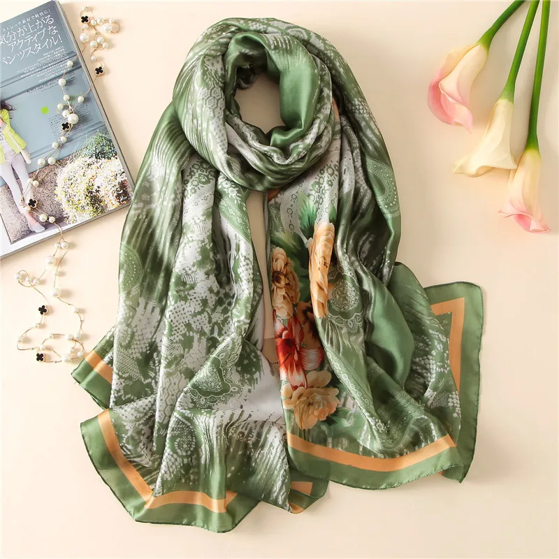 2017 mujeres moda marca de lujo pintura abstracta Floral bufanda de ...