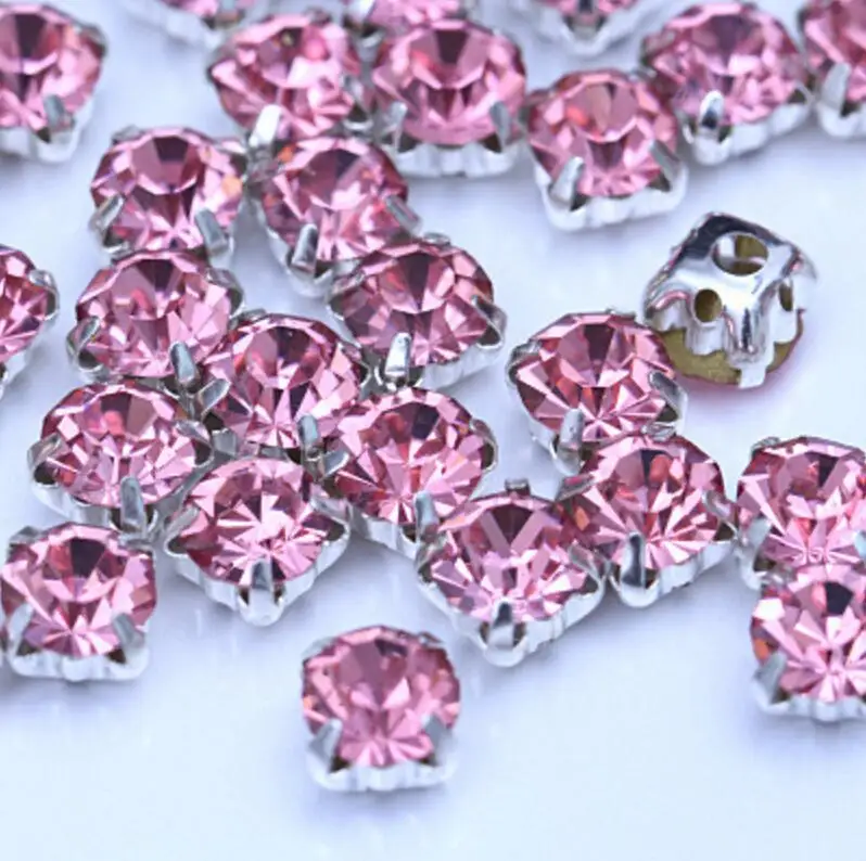 4mm 8mm Bling Lt Rose Color Diy Single Setting Claw Crystal Rhinestones