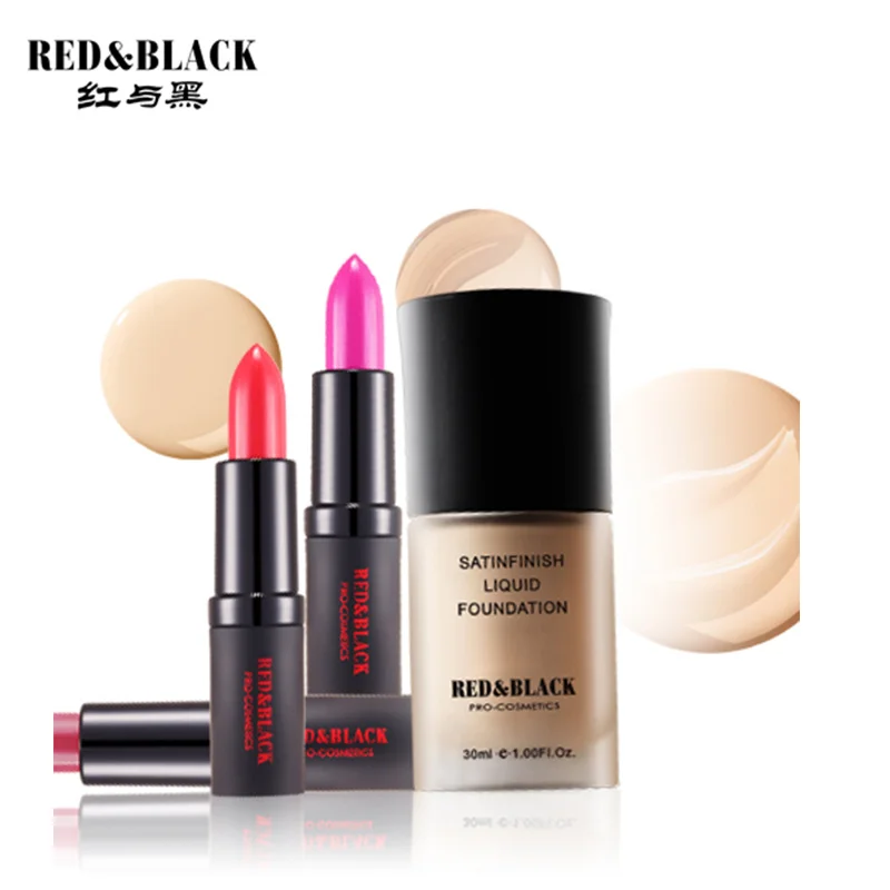 Red&Black 2pcs makeup kits Including base liquid foundation charming ...