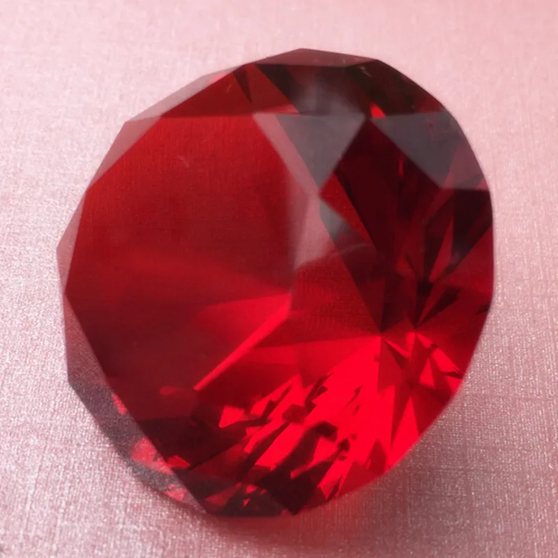 Big 100mm 1pcs Red Crystal Diamond Shape Paperweight Facet Glass Jewel ...