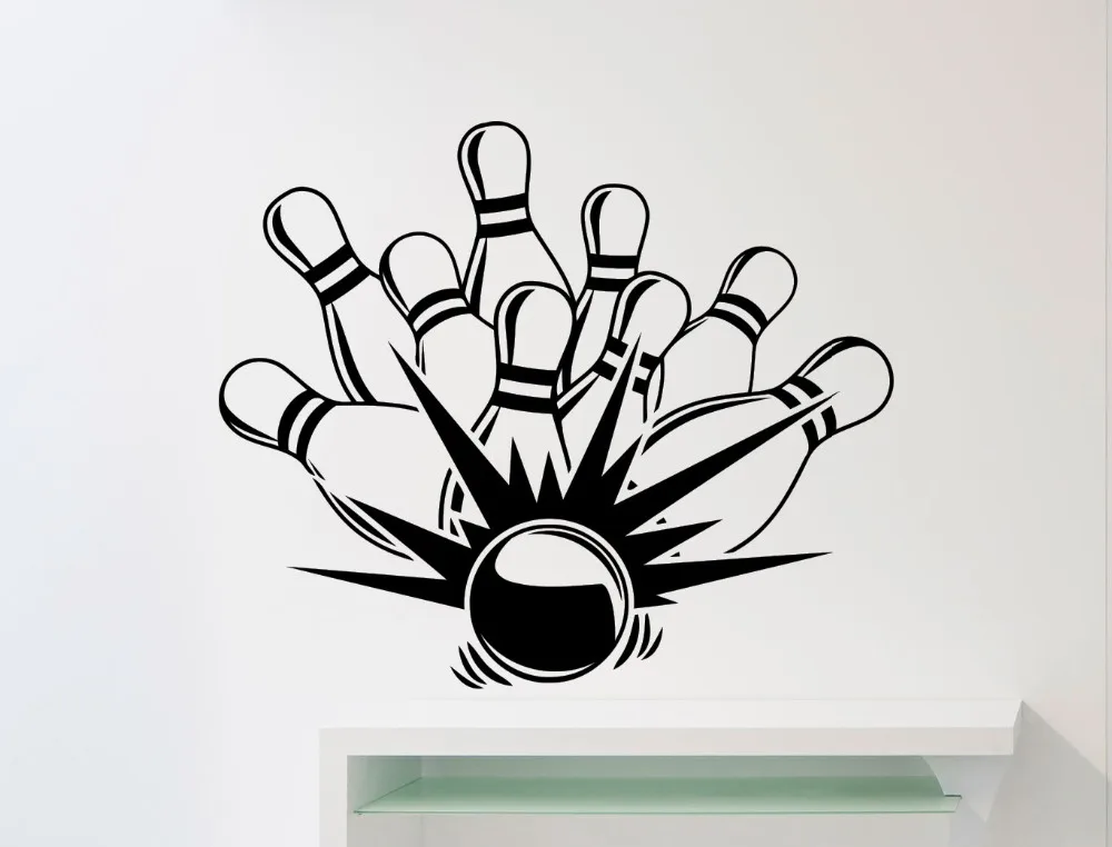 Bowling Game Strike Pattern Wall Sticker Sport Bowling Ball Club Wall ...