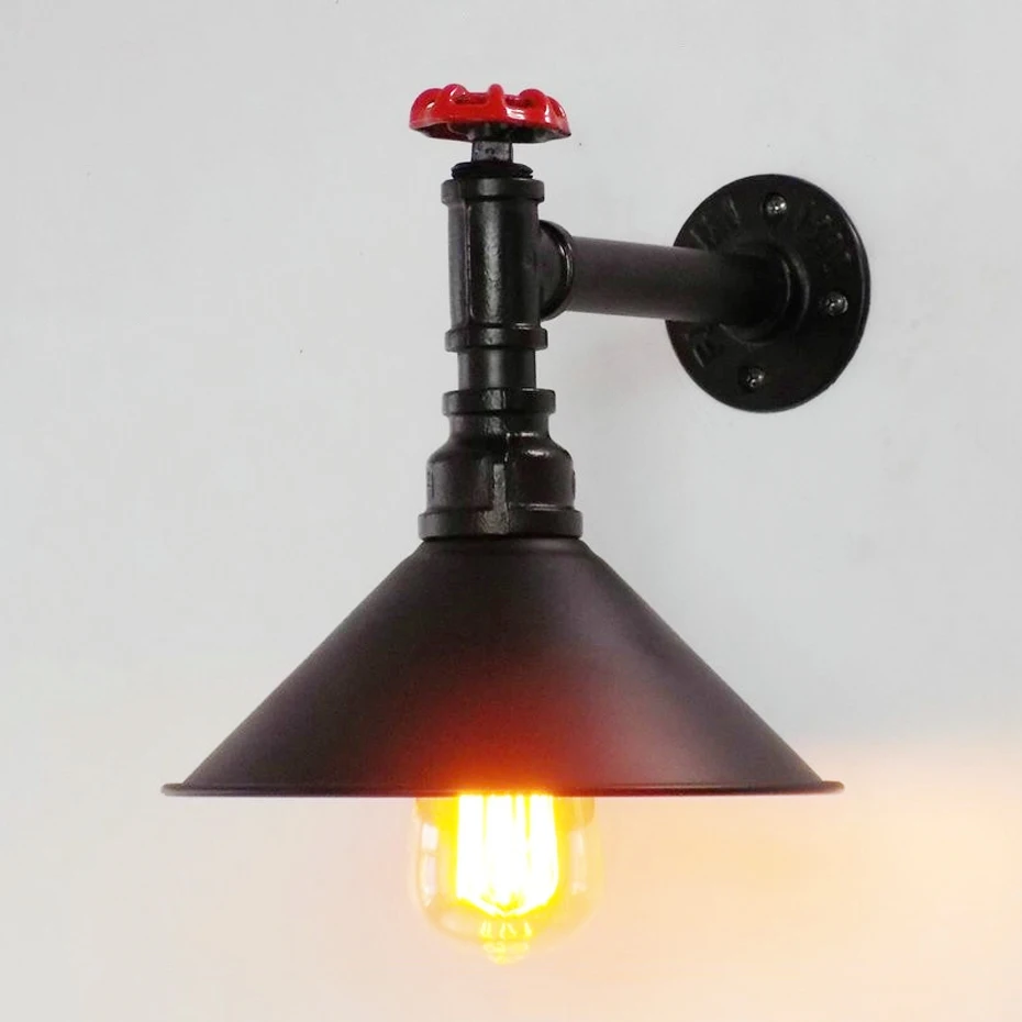 스팀 펑크 로프트 산업용 철 녹 물 파이프 레트로 벽 램프 빈티지 E27 Led Sconce 벽 조명 거실 침실 바sconce