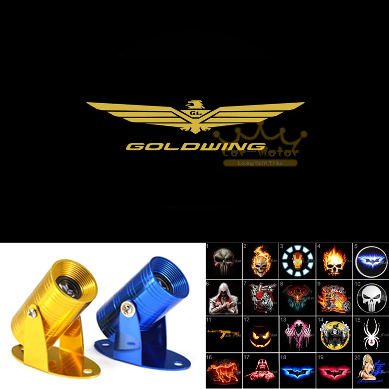 GOLDWING โลโก้รถจักรยานยนต์ Ghost Shadow Spotlight เลเซอร์โปรเจคเตอร์ ...