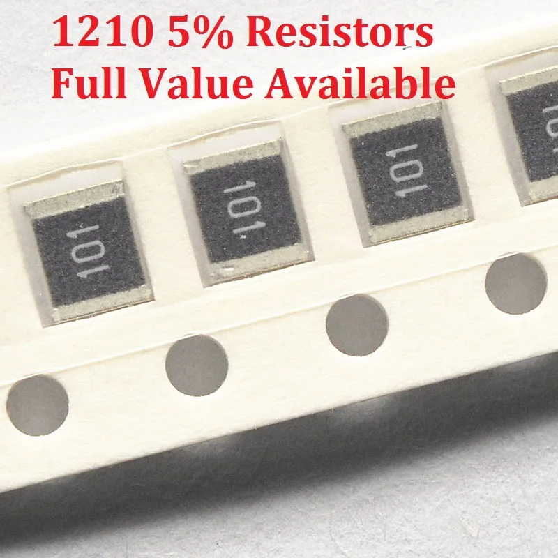 Resistores de chip smd 100 1210 peças, resistores de resistência 5% 2 ...