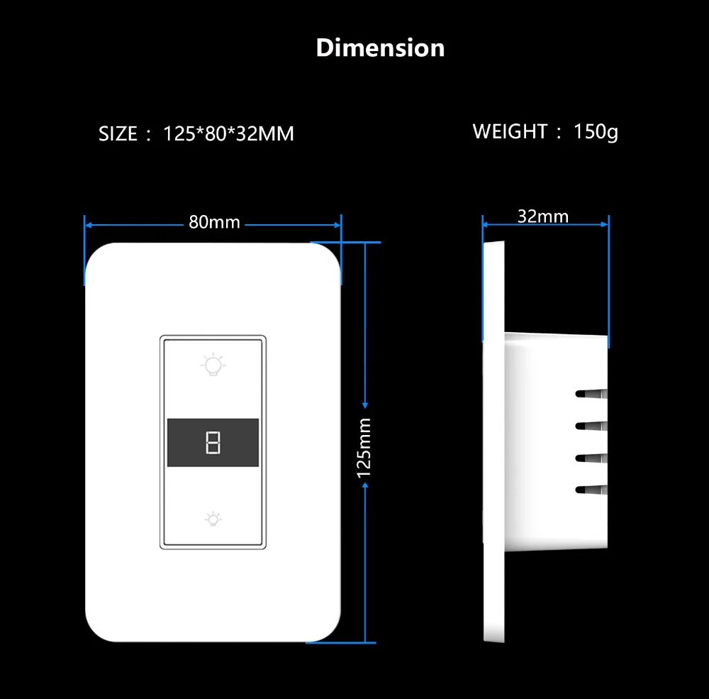 Zemismart WiFi US Dimmer Switch 110V 240V for Light with Display Screen ...